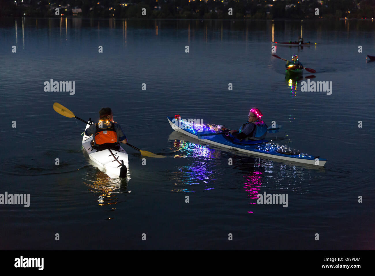 Seattle, Washington, USA. 21st Sep, 2017. A group with illuminated ...