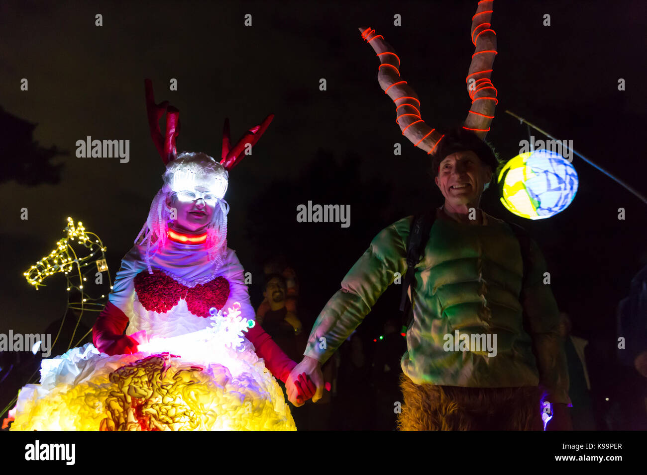Seattle, Washington, USA. 21st Sep, 2017. Performers in regal costume ...