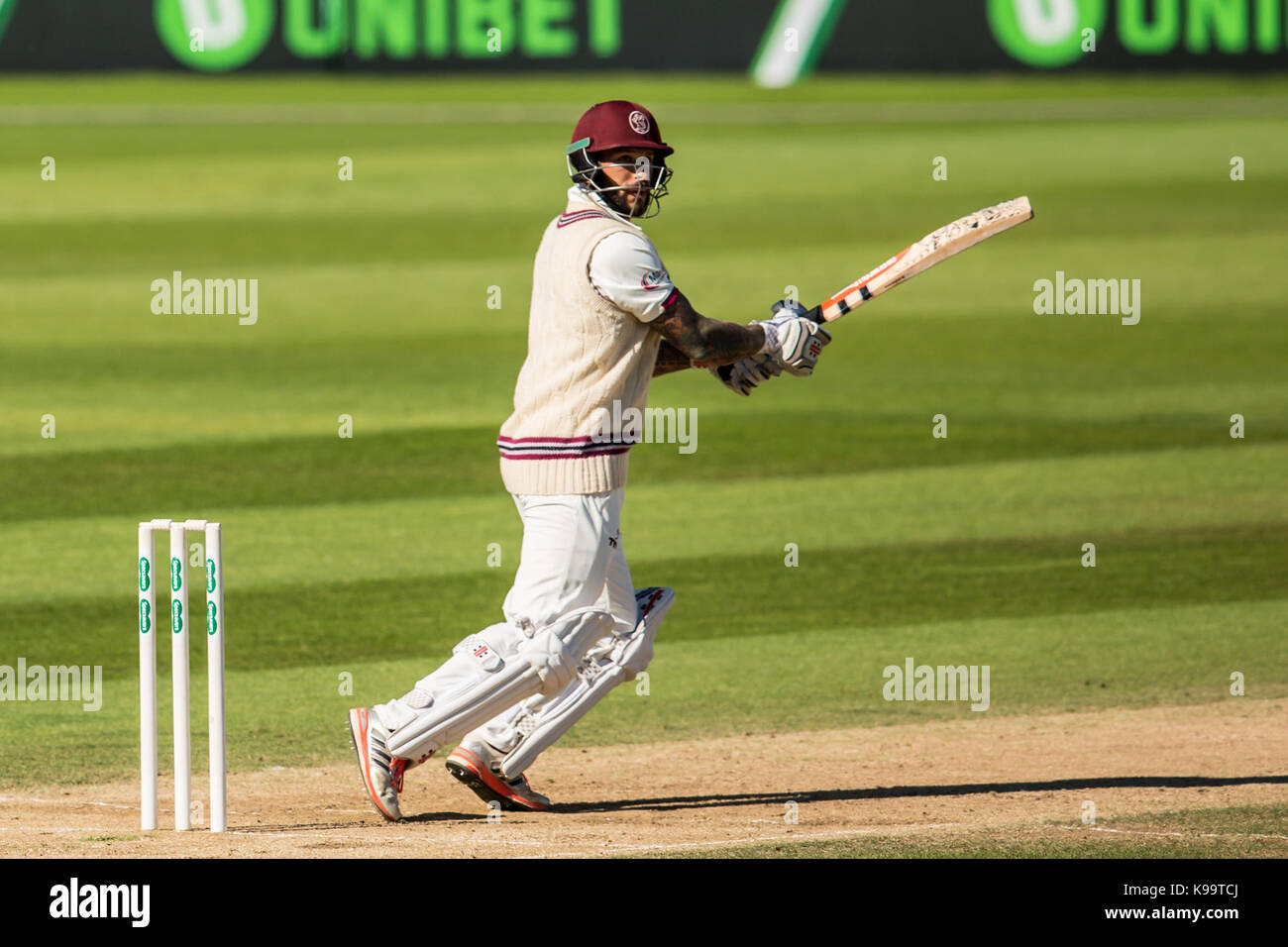 London, UK. 22nd Sep, 2017. Peter Trego batting for Somerset against ...