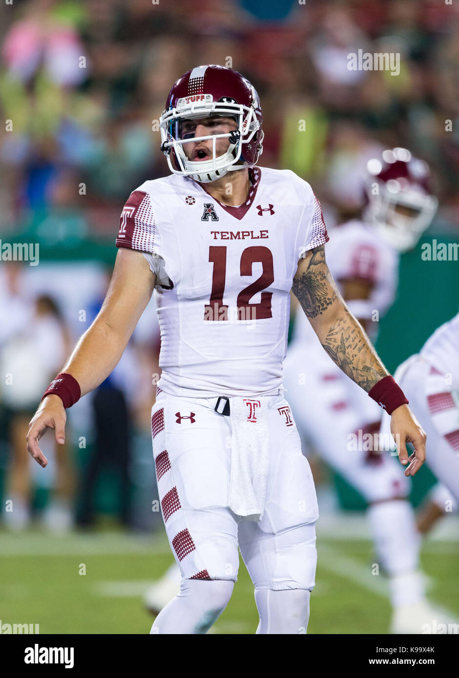 Tampa, Florida, USA. 21st Sep, 2017. Temple Owls quarterback Logan ...