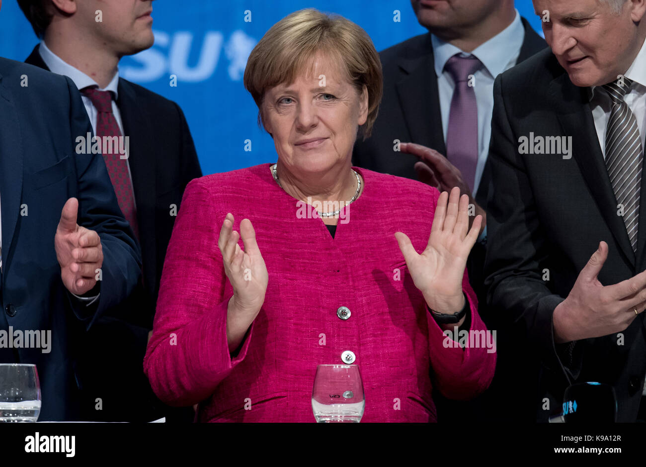 Munich, Germany. 22nd Sep, 2017. German Chancellor Angela Merkel (CDU ...