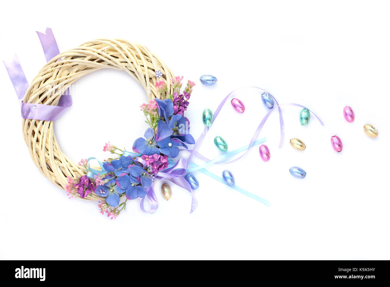 Beautiful wreath pink flowers Cut Out Stock Images & Pictures - Alamy