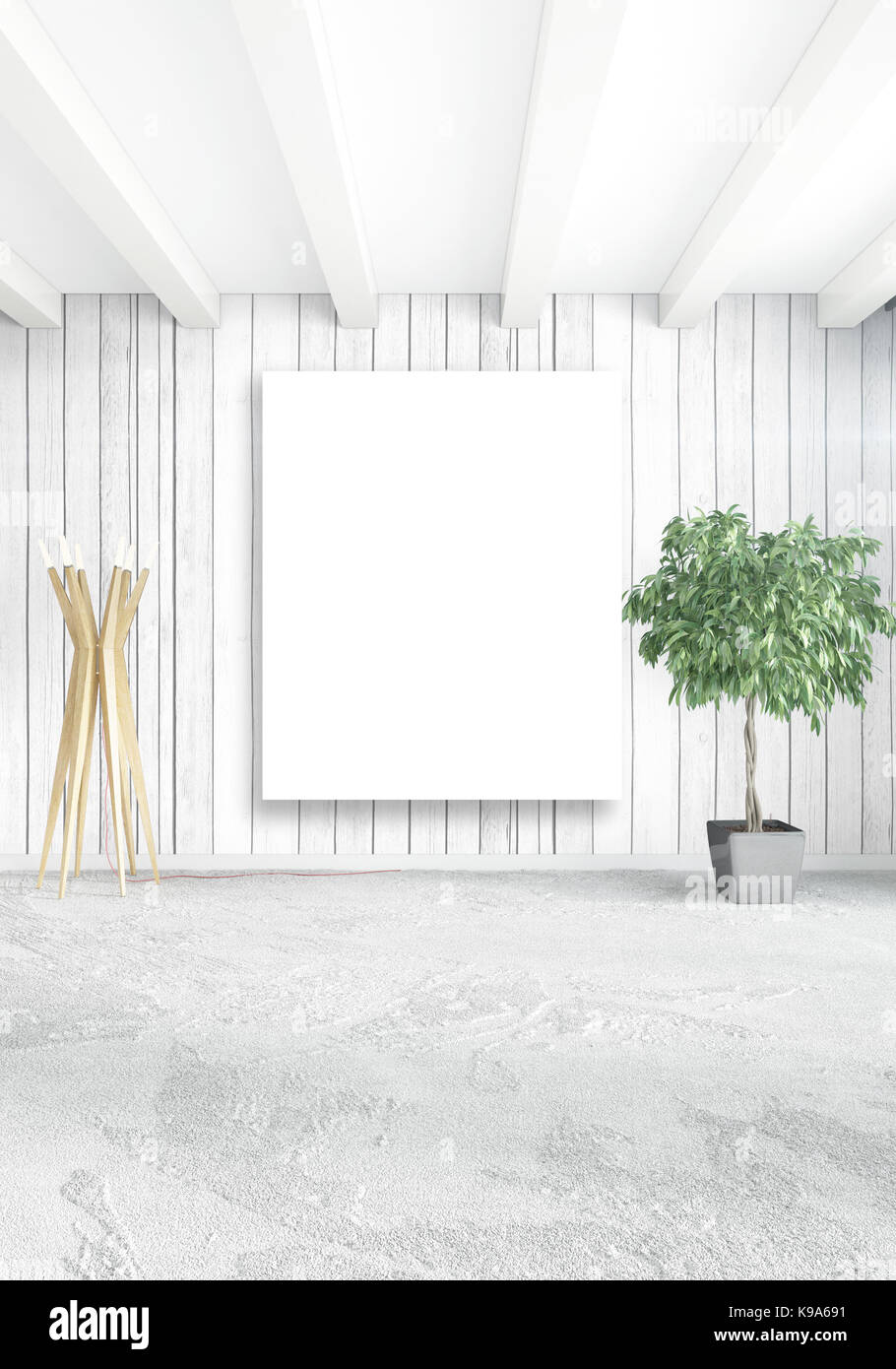 Vertical empty room in minimalism style Interior design with stylish ...