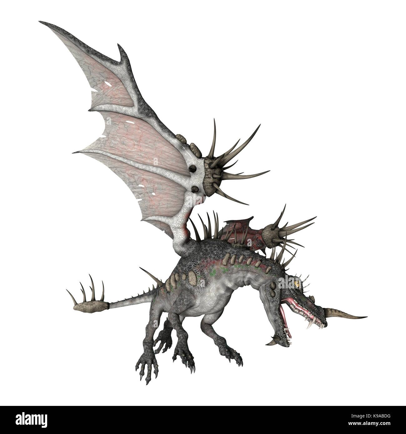 3D rendering of a fantasy spiky dragon isolated on white background ...