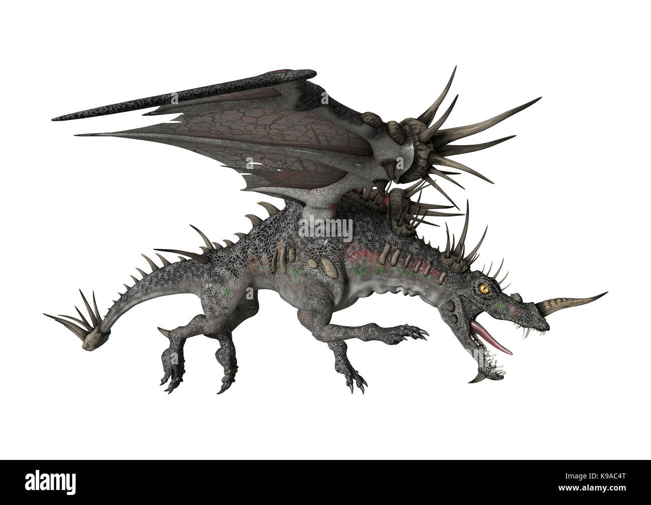 3D rendering of a fantasy spiky dragon isolated on white background ...
