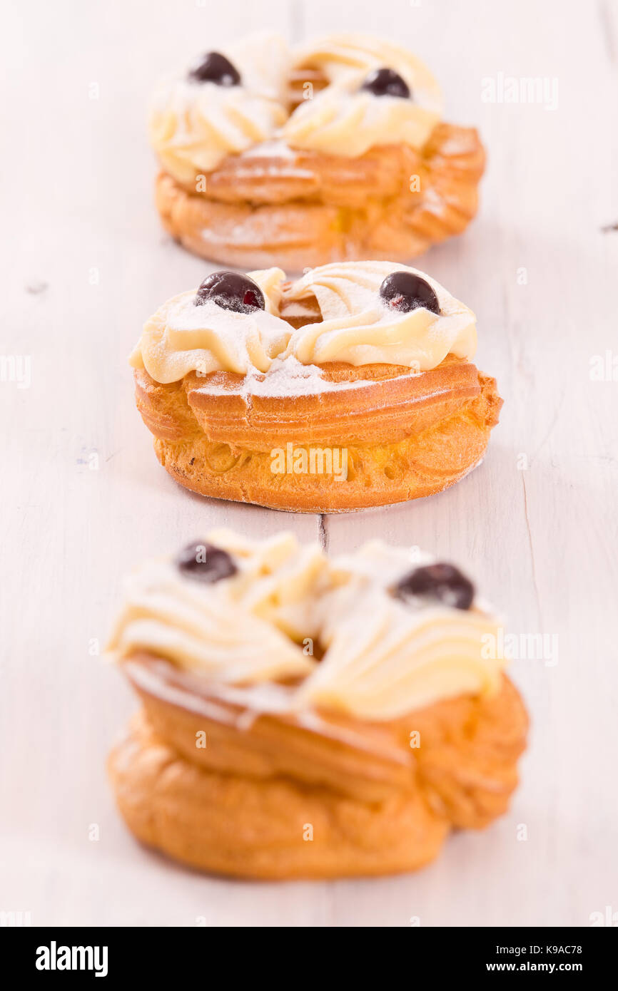 Zeppole with pastry cream Stock Photo - Alamy