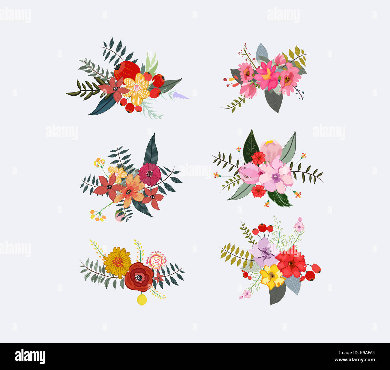 Spring floral clusters, flower wreaths, bouquets elements Stock Photo ...