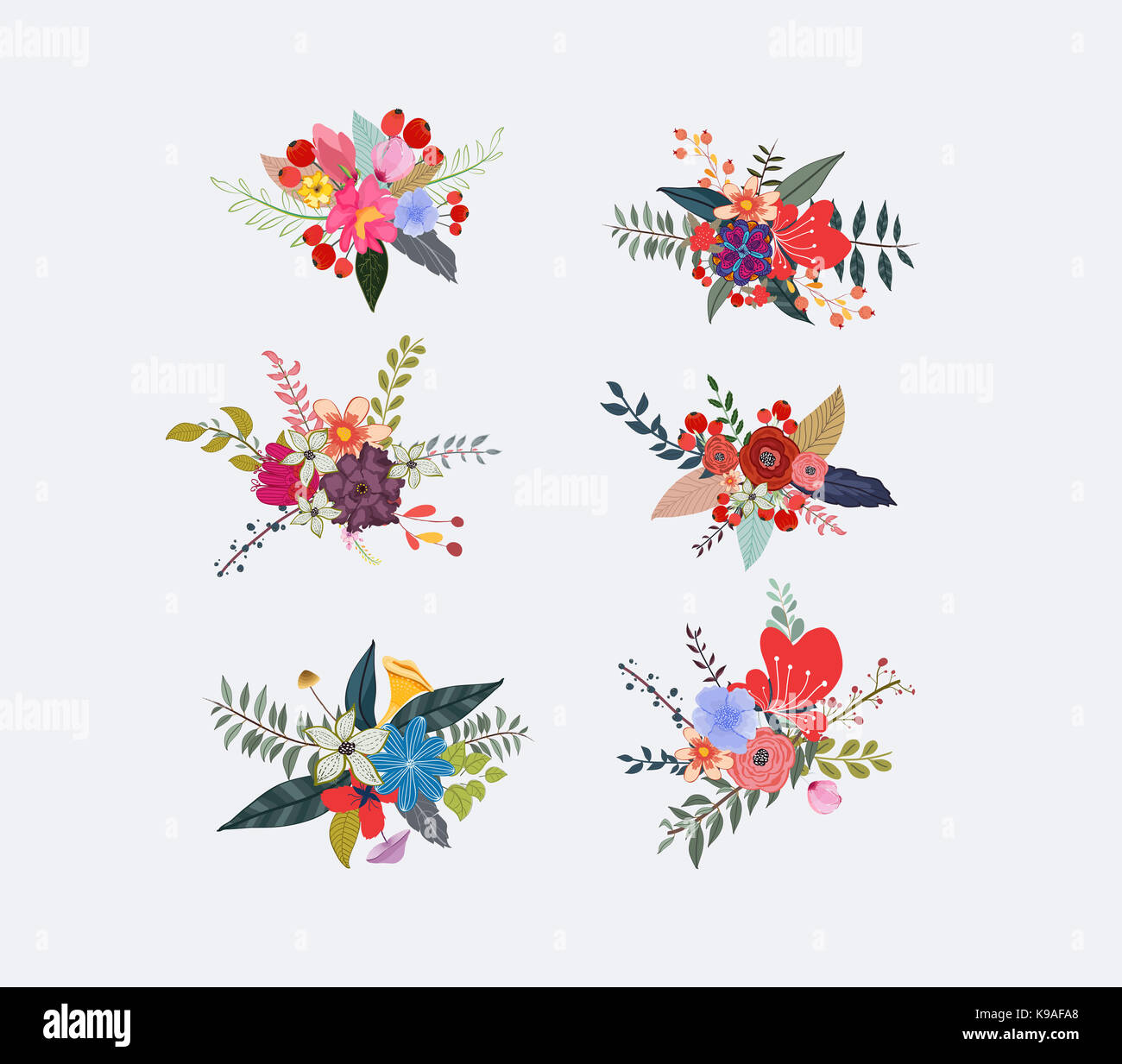Spring floral clusters, flower wreaths, bouquets elements Stock Photo ...