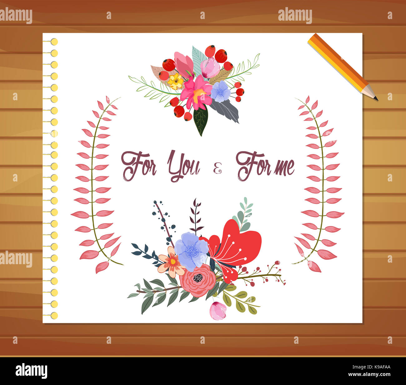Romantic and love cards, notes with Spring illustrations Stock Photo ...