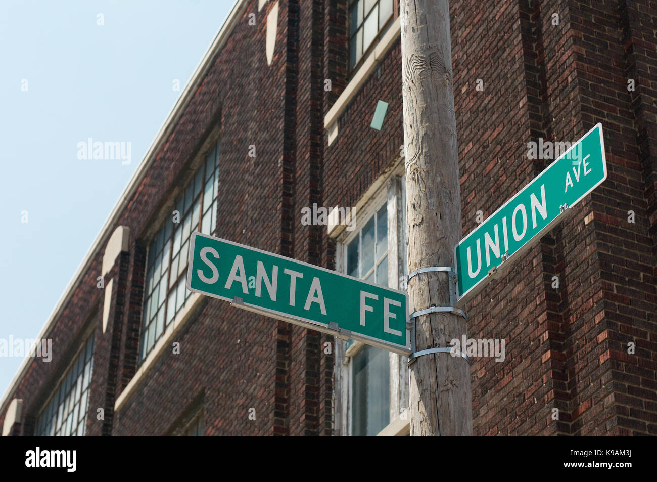 Street sign - Union Street and Sante Fe, Kansas City, USA Stock Photo ...