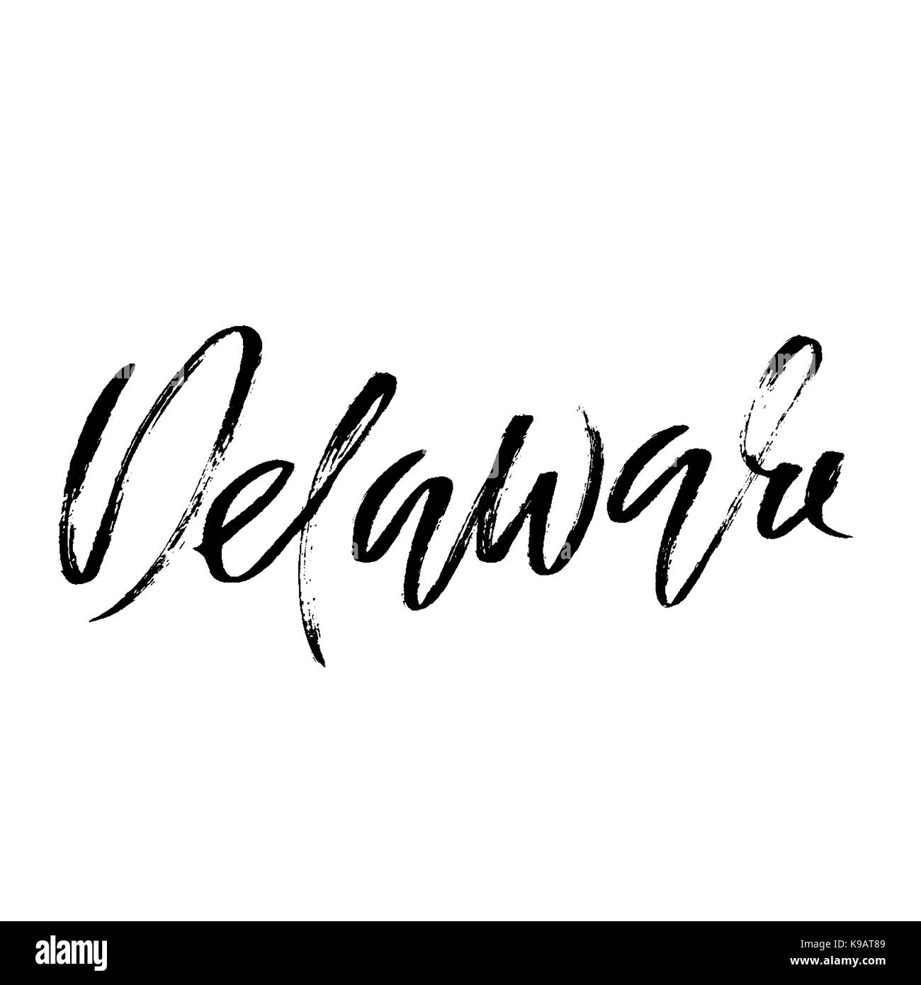 Delaware. Modern dry brush lettering. Retro typography print. Vector ...