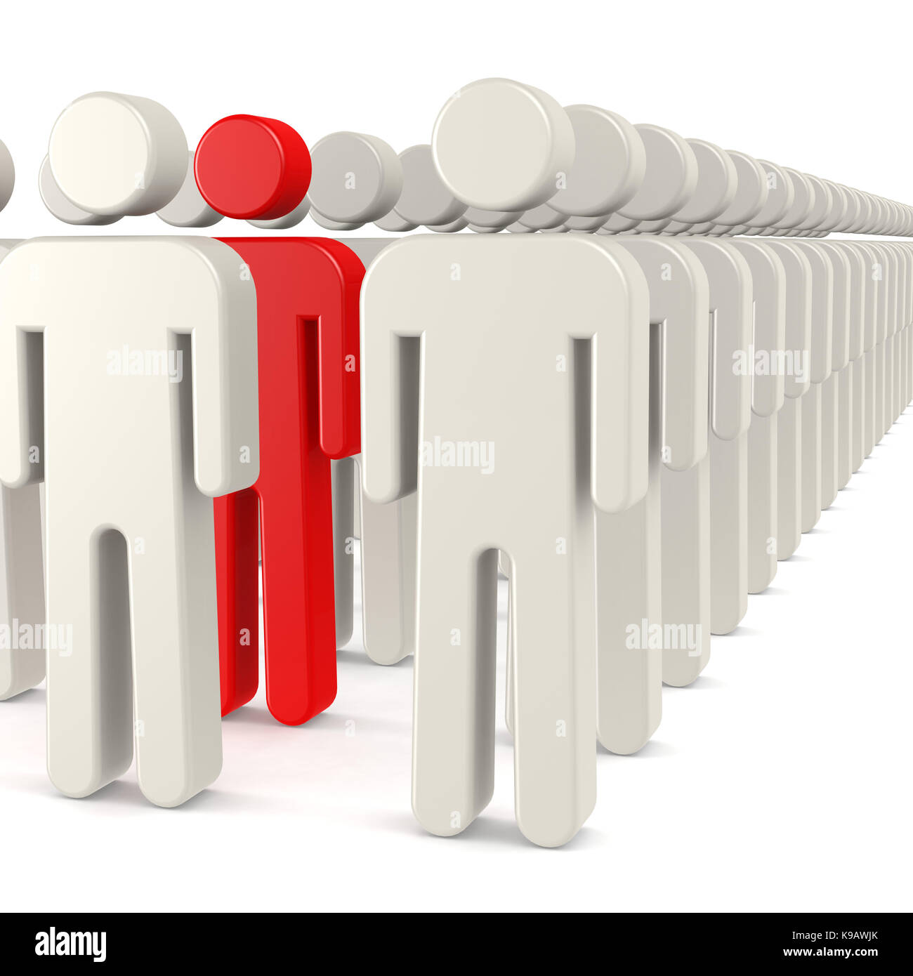 Red man in the line Stock Photo - Alamy