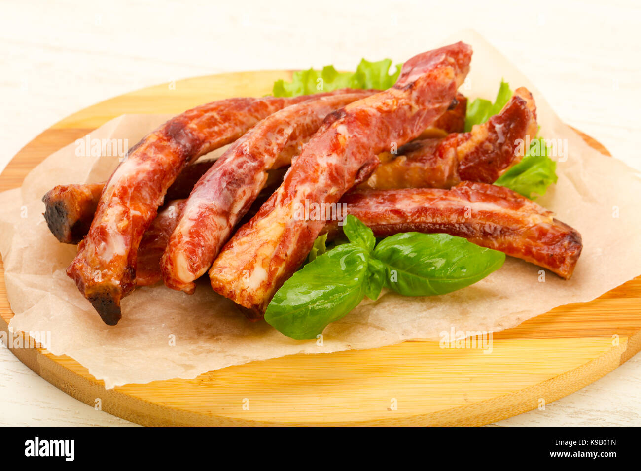 Smoked pork ribs snack Stock Photo - Alamy
