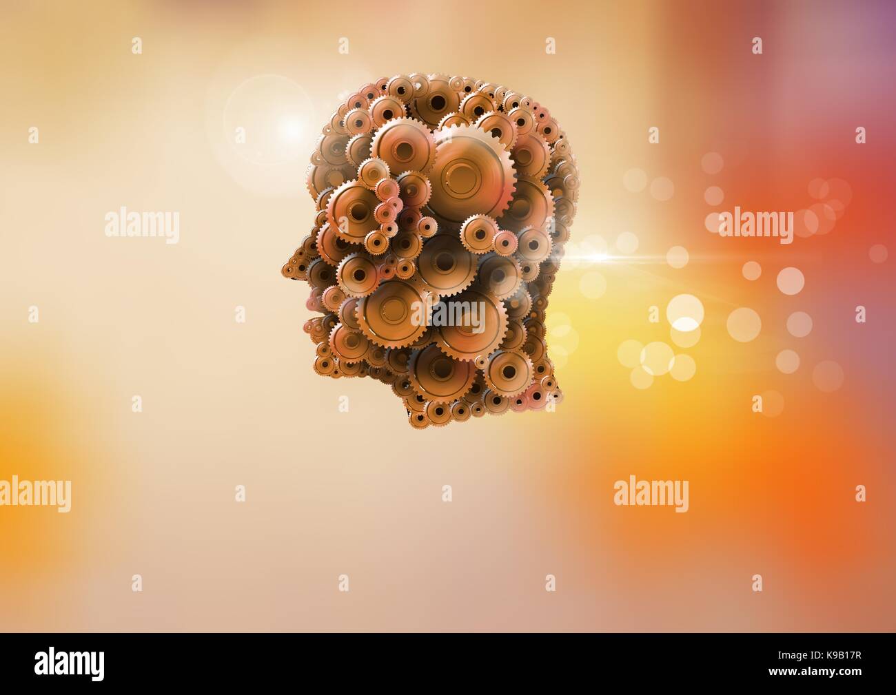 Digital composite of Cog head floating with colorful background Stock ...