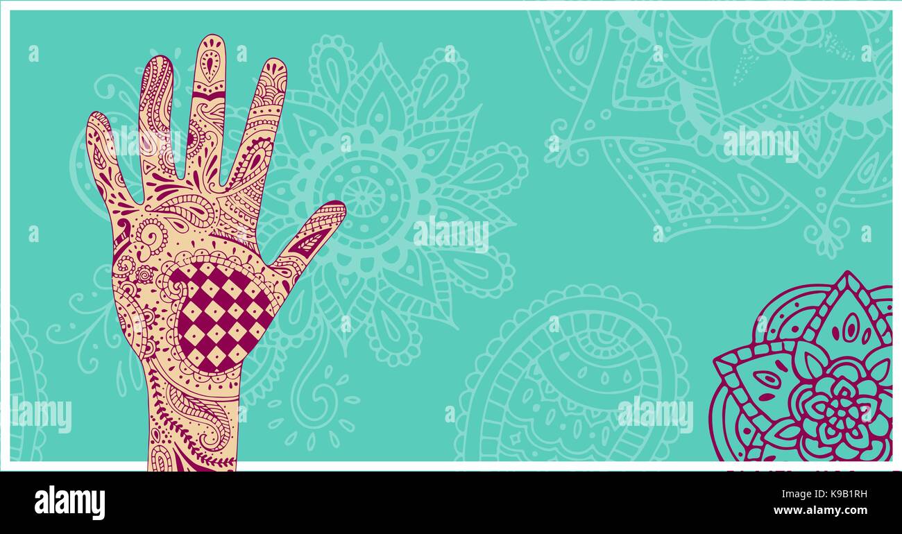 Digital composite of Henna on hand diwali, wide Stock Photo - Alamy