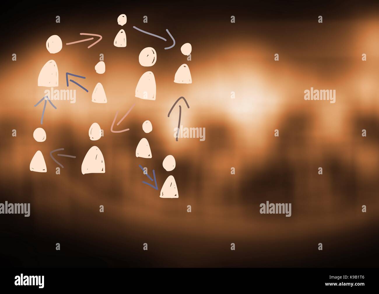 Digital composite of Hand-drawn people profile icons with brown ...