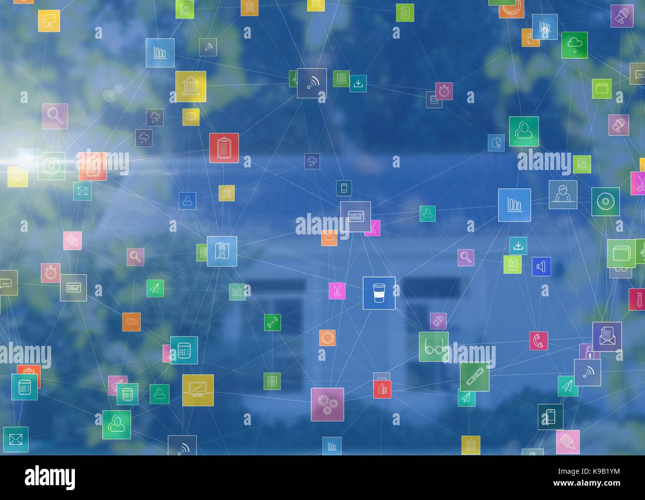 Digital composite of connectors icons over house Stock Photo - Alamy