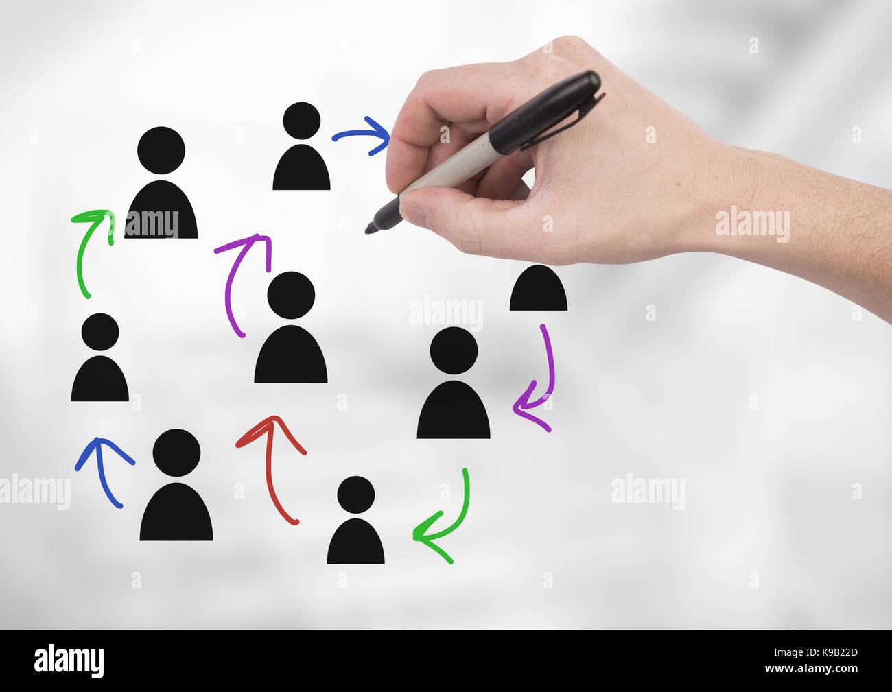 Digital composite of Hand-drawn people profile icons with hand writing ...