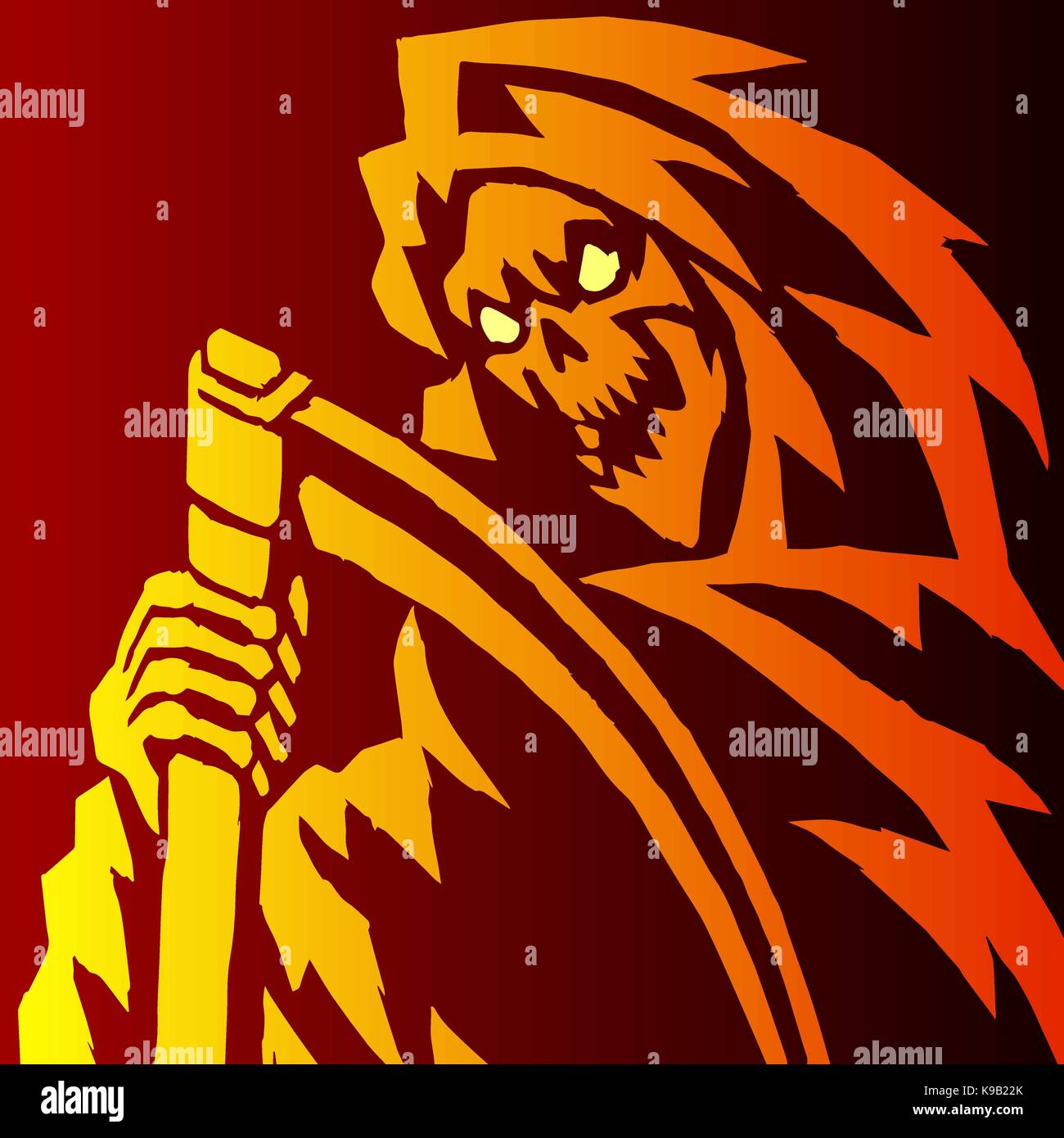 Scary Grim Reaper Vector Illustration. Spooky Apocalypse Demon. Spirit ...