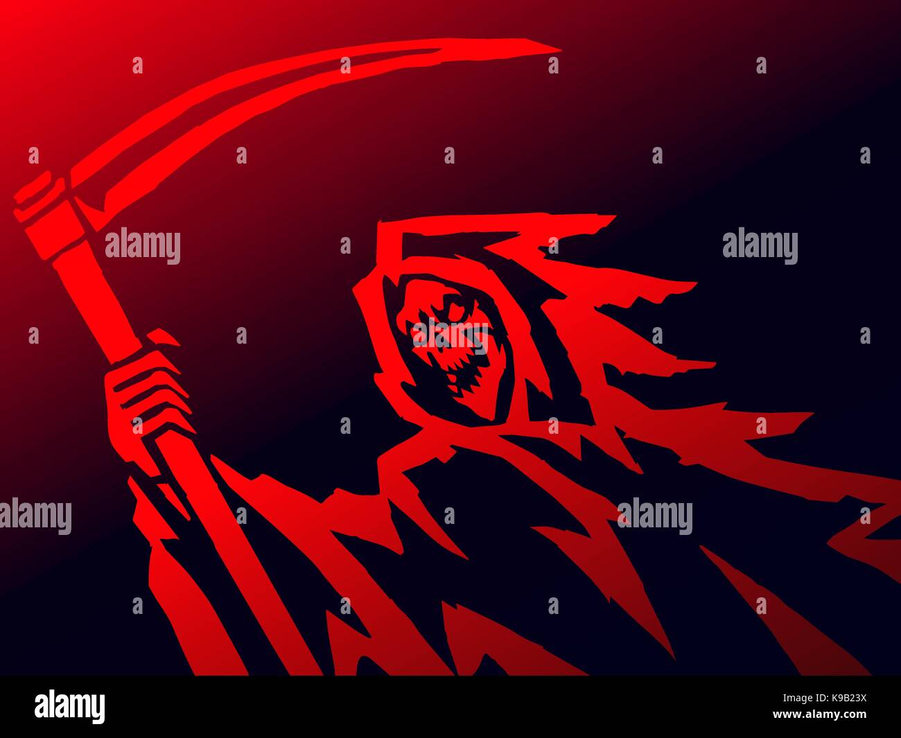 grim death with a scythe. evil character causing fear. vector ...