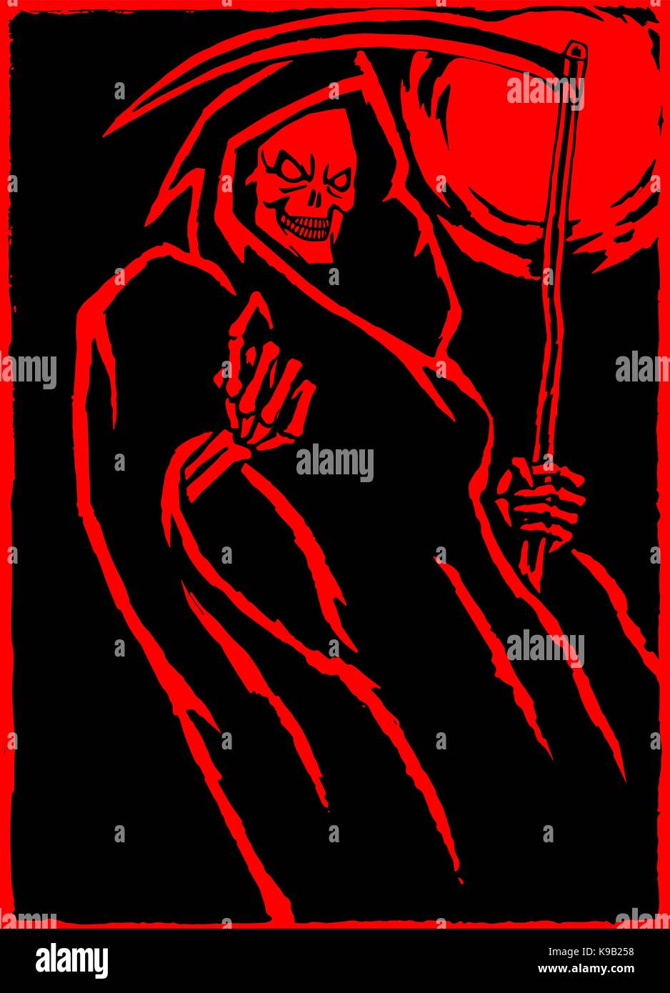 Red Death Vector Illustration. Spooky Apocalypse Demon. Spirit Rock ...