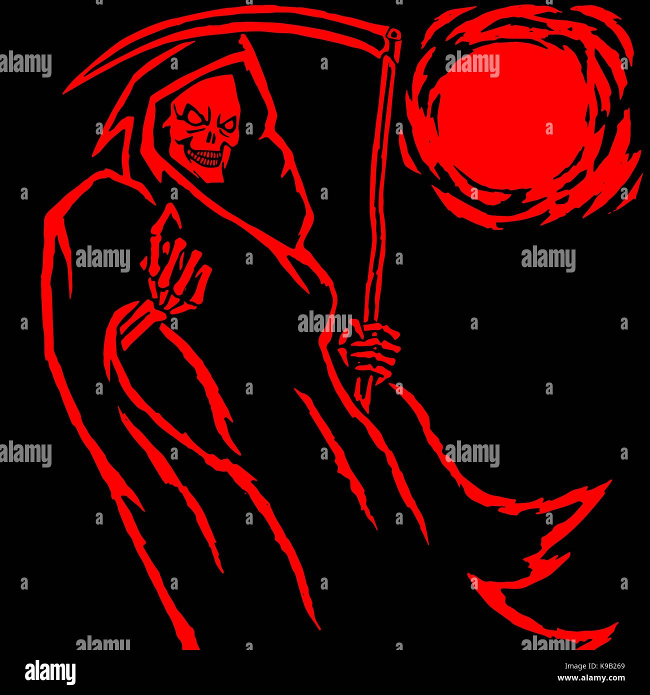 Red death vector illustration. Spooky apocalypse demon. Spirit rock ...