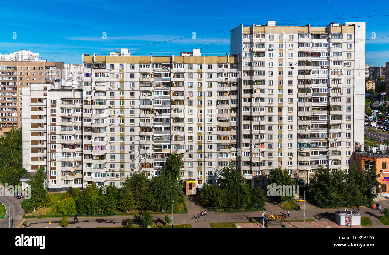 Moscow, Russia - September 20. 2017. Typical panel house in Zelenograd ...