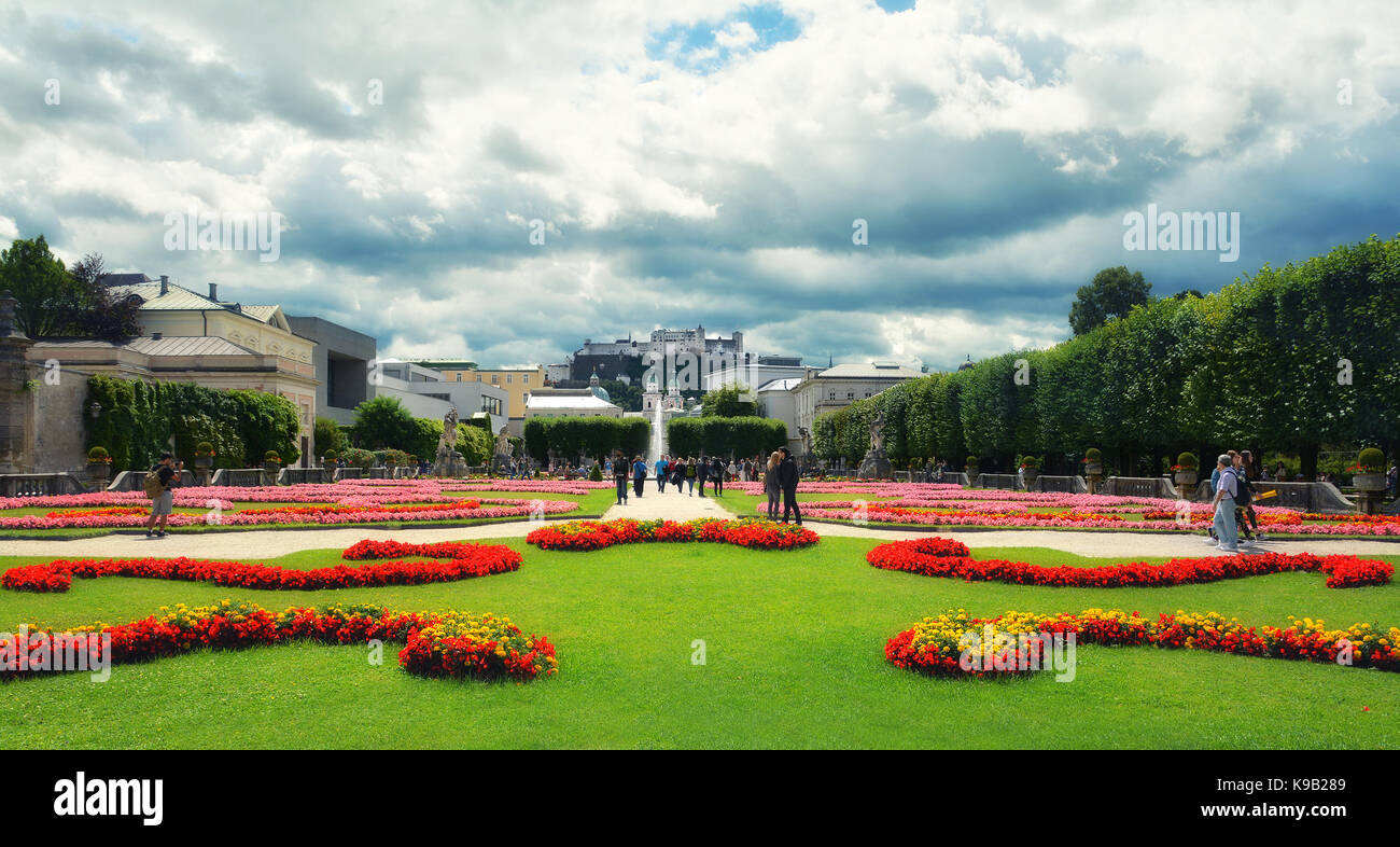 View of the famous Mirabell Garden in Salzburg, Austria Stock Photo - Alamy
