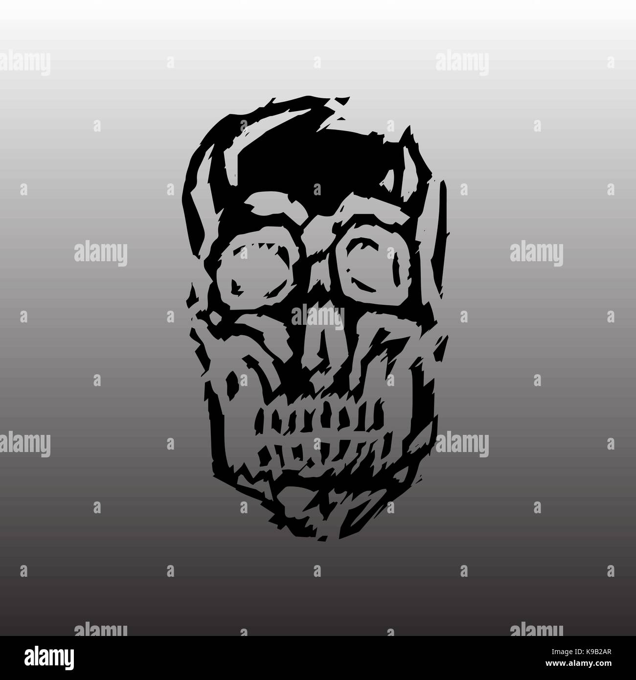 Cracked spooky skull. Horror character. Creepy,mask. Vector ...