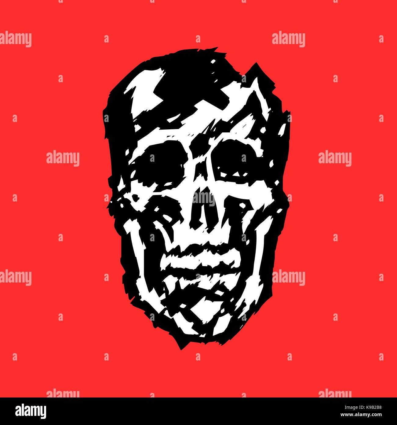 Crashed human skull. Horror character. Creepy,mask. Vector illustration ...