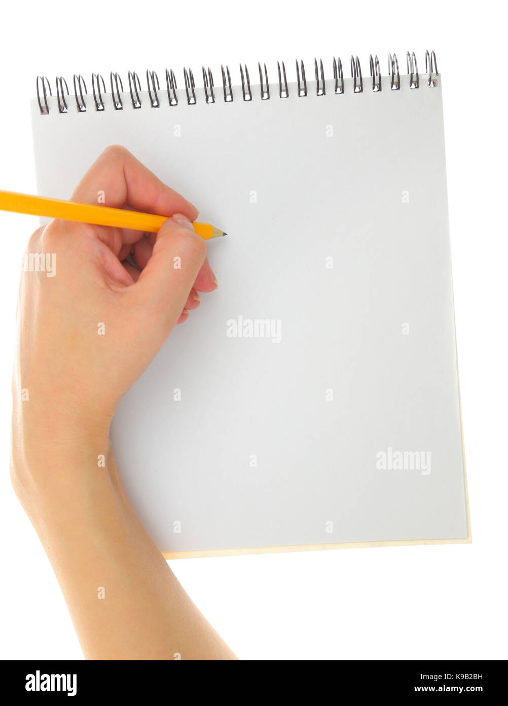 Hand drawing gesture with pencil and pad isolated Stock Photo - Alamy