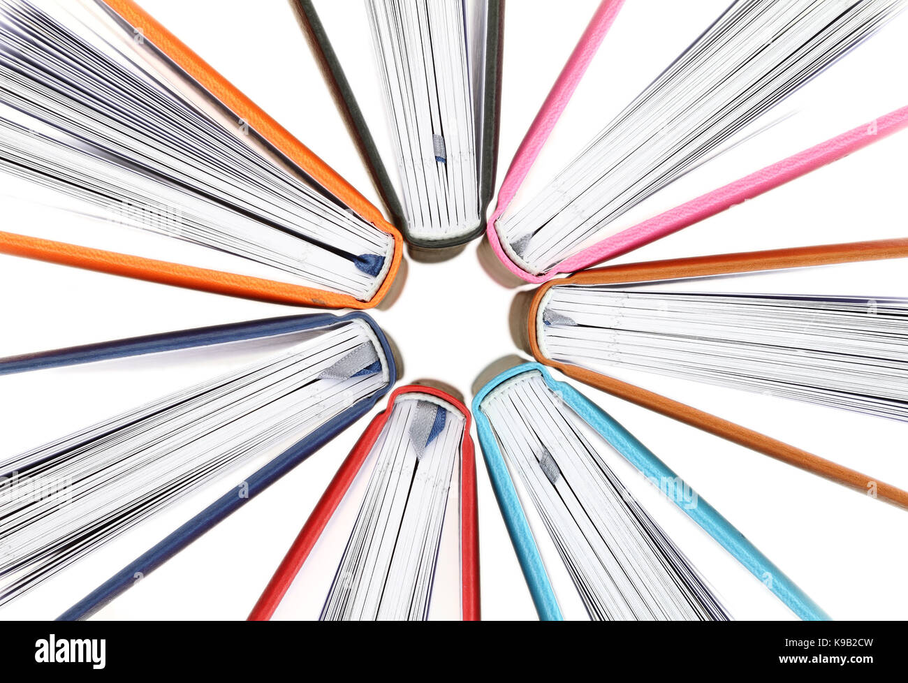 Top view of colorful books in a circle on white background Stock Photo ...
