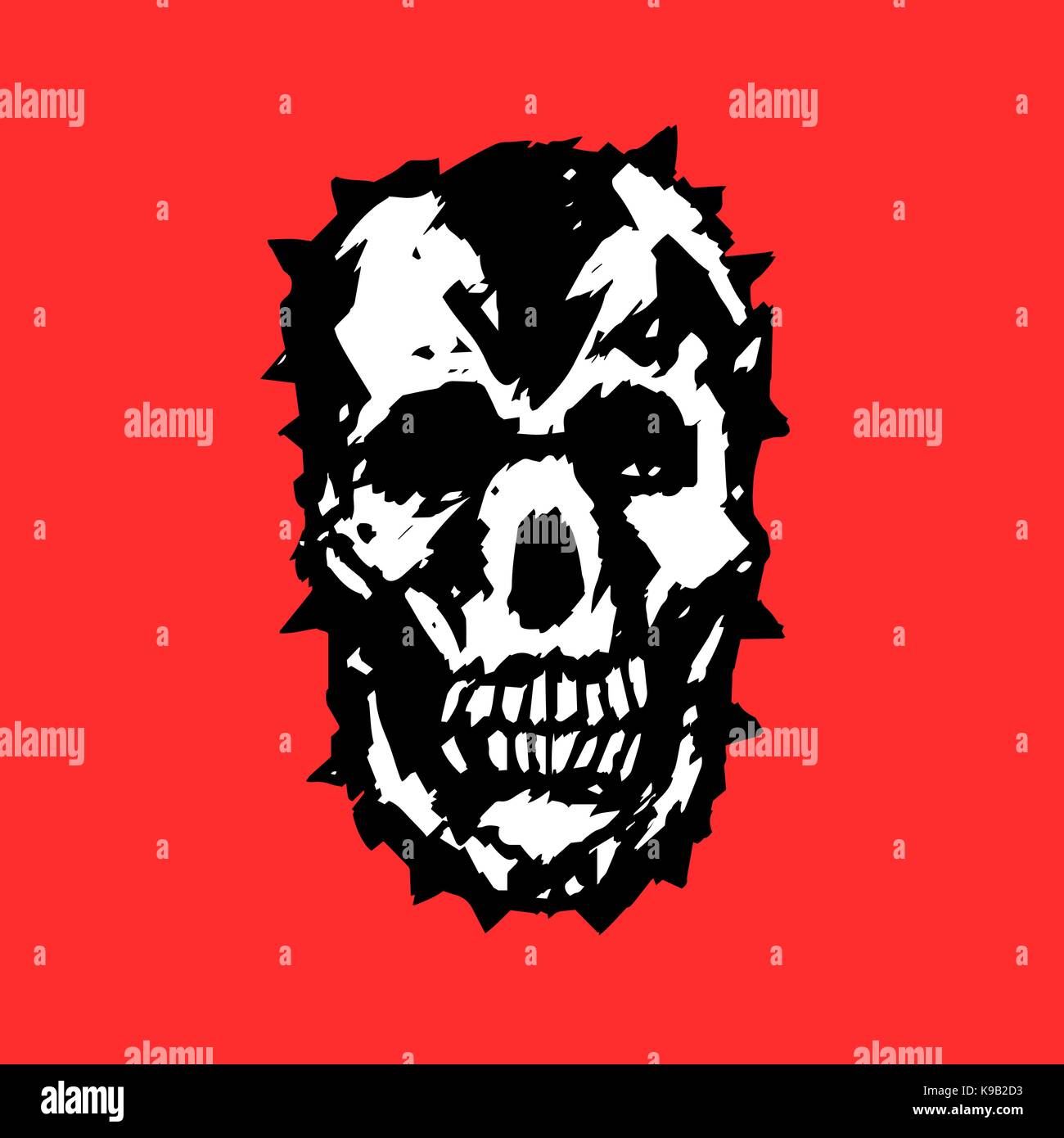 Apocalypse demon skull. Horror character. Creepy,mask. Red background ...