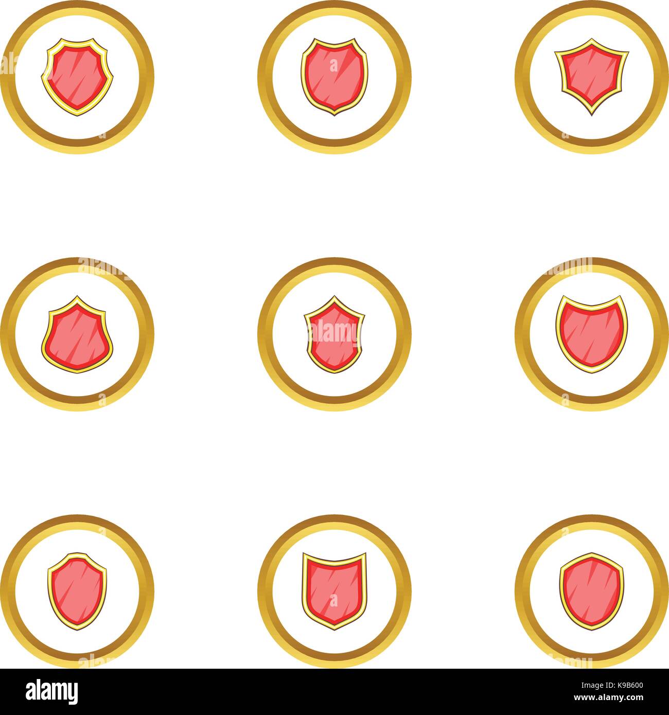 Red shield icons set, cartoon style Stock Vector Image & Art - Alamy