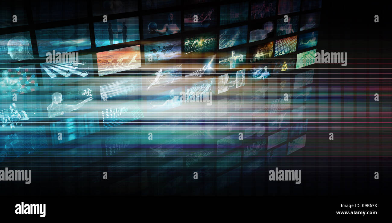 Global Digital Technology Concept with Monitors Screens Stock Photo - Alamy