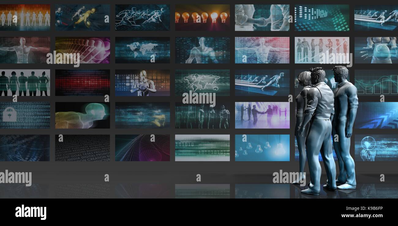 Multimedia Entertainment with Futuristic Video Gallery Art Stock Photo ...