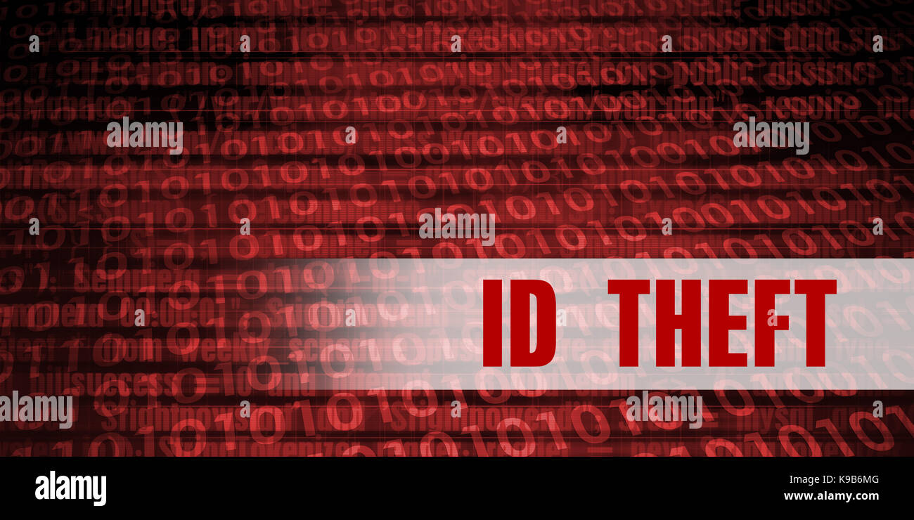 Id theft Security Warning on Red Binary Technology Background Stock ...