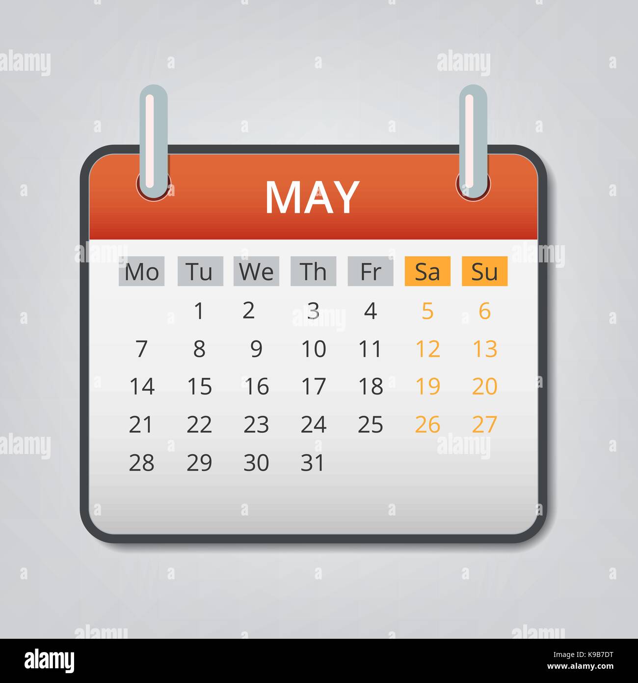 May 2018 calendar concept background, cartoon style Stock Vector Image ...