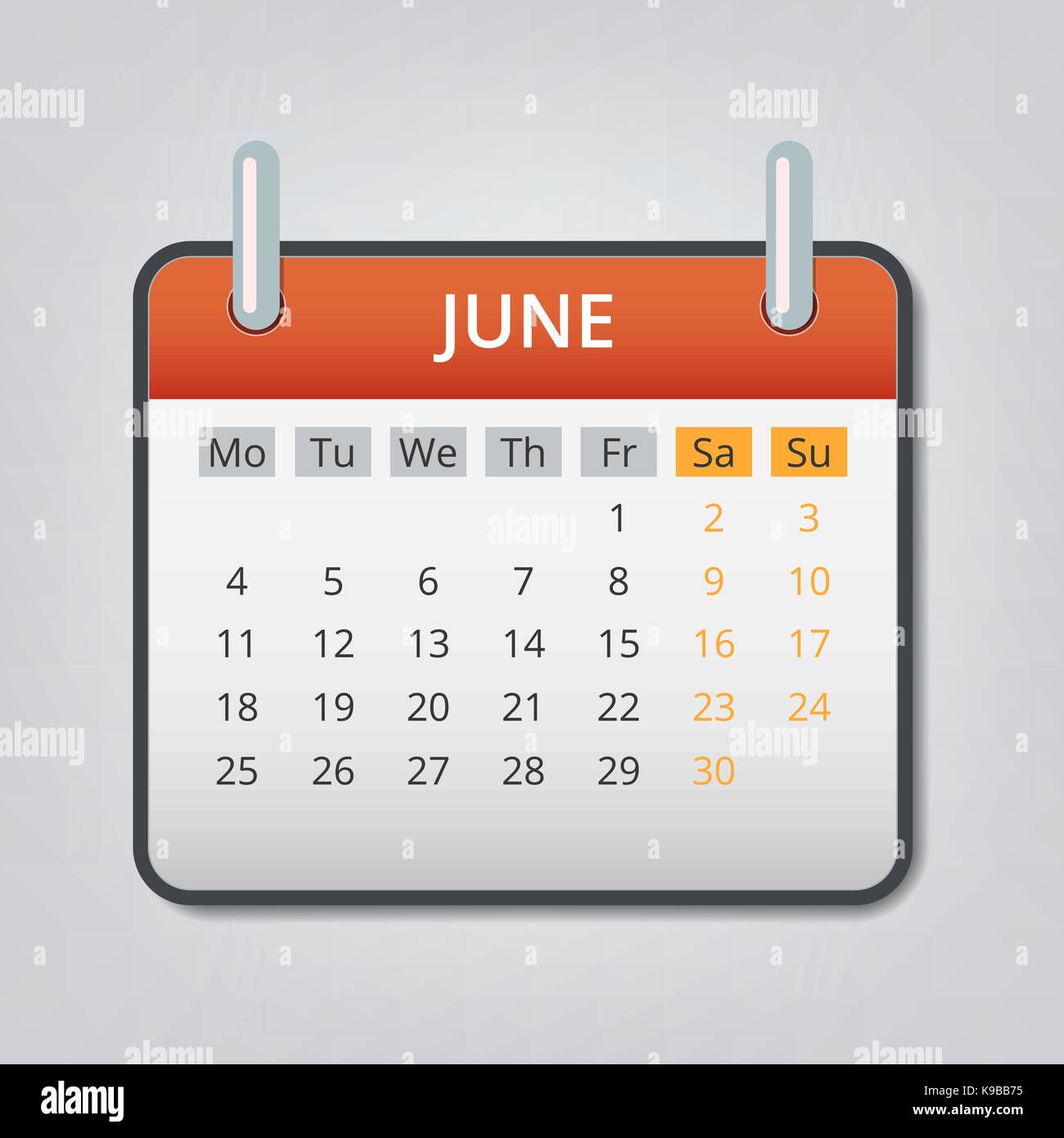 June 2018 calendar concept background, cartoon style Stock Vector Image ...