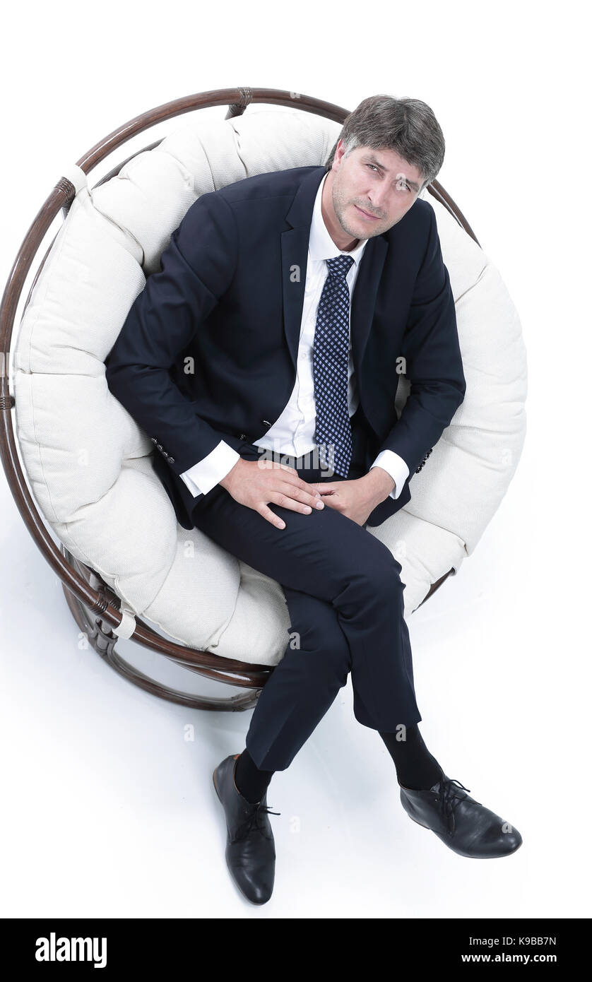 Top view of successful businessman sitting in comfortable chair Stock ...