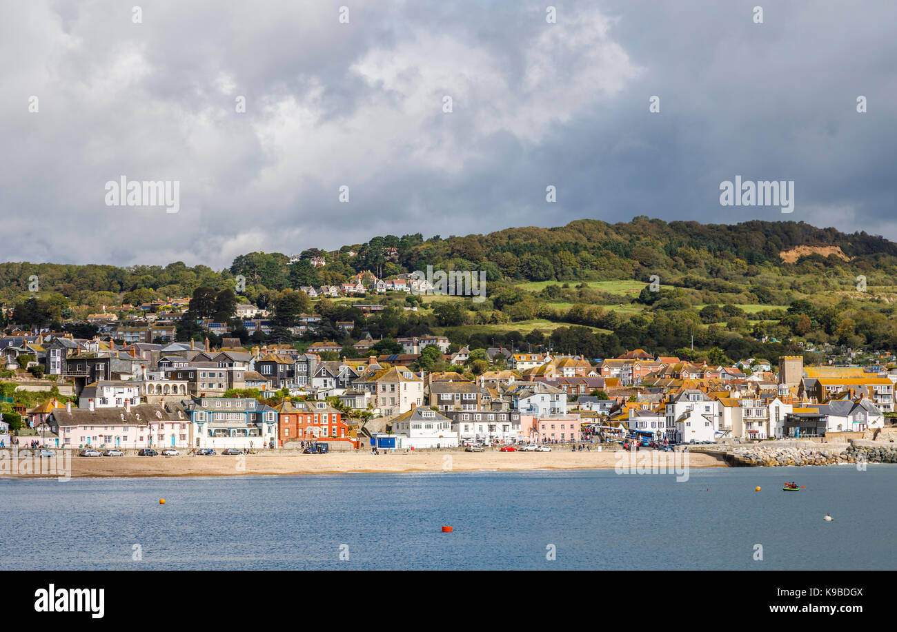 View of Lyme Regis, a coastal town in West Dorset, England, on the ...