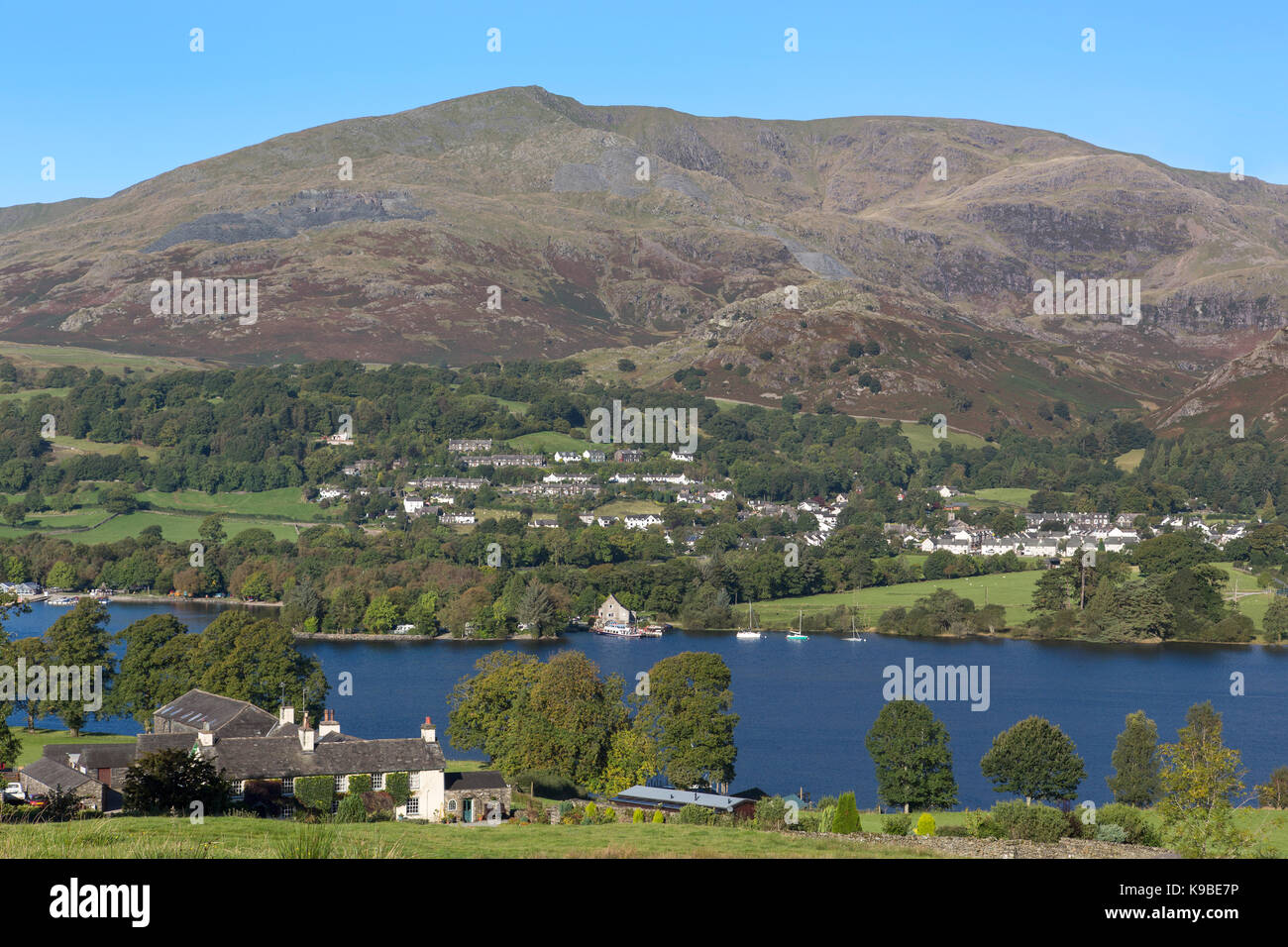 Coniston with Coniston Old man in background Cumbria Lake District ...