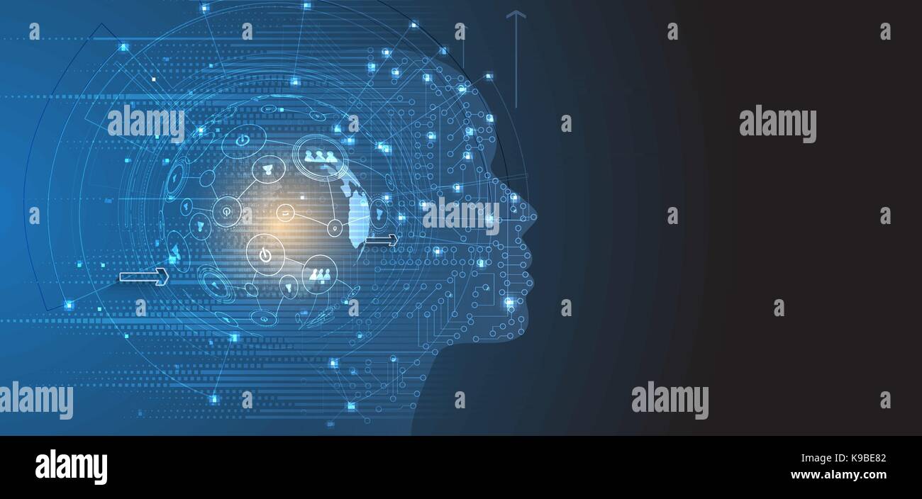 Abstract Artificial intelligence. Technology web background. Virtual ...