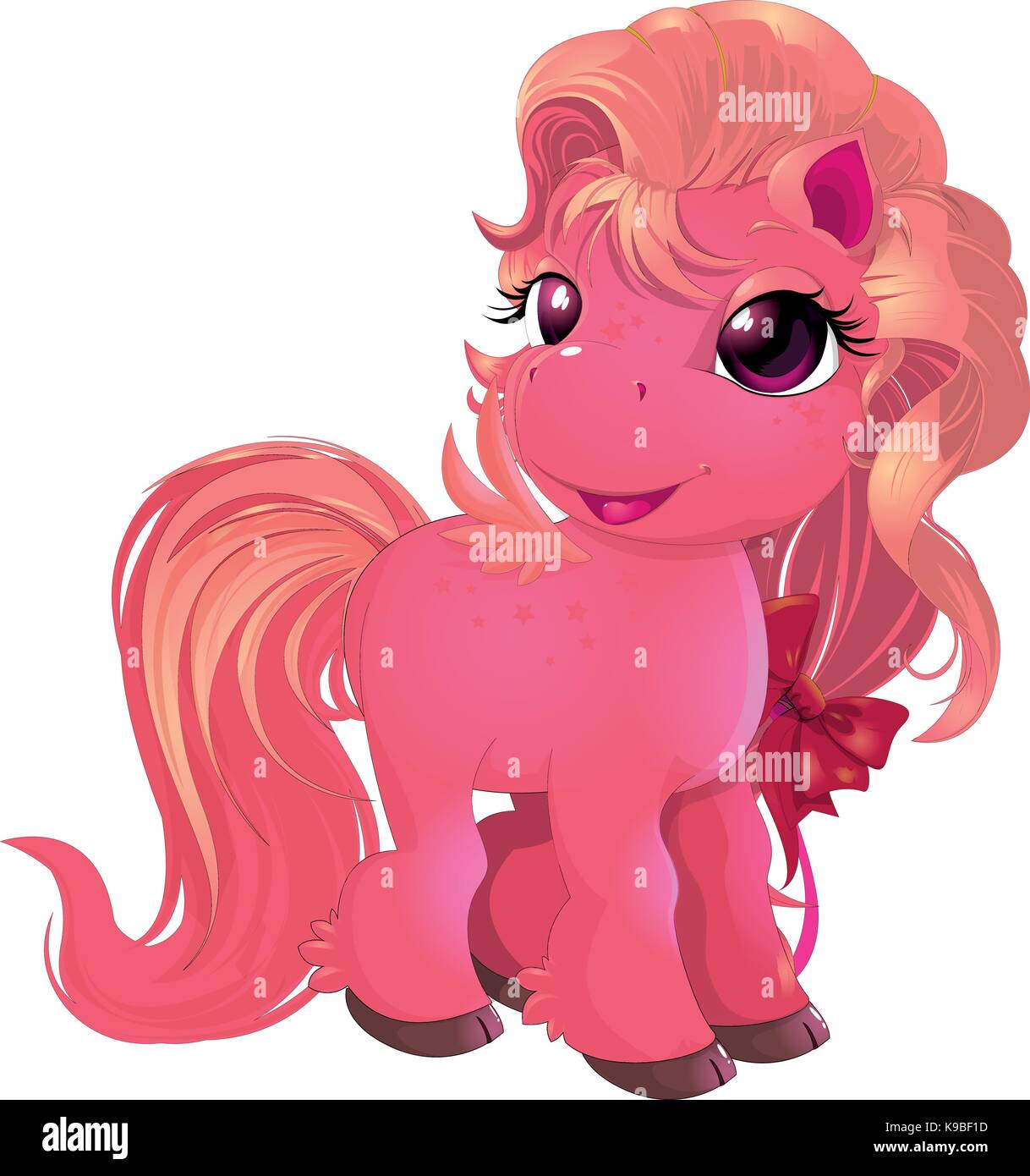 little beautiful pink pony on a white background Stock Vector Image ...