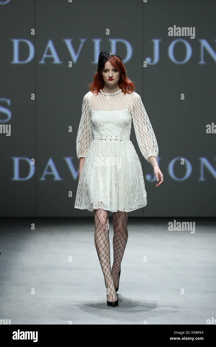 A model walks the runway at the Premium Runway One presented by David ...