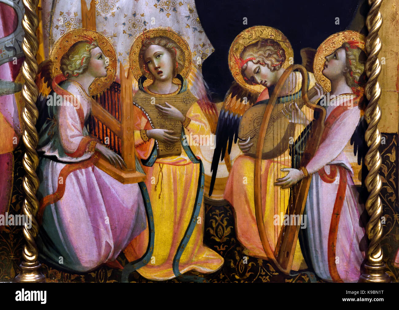 Coronation of the Virgin with four Musical Angels and Saints Francis ...