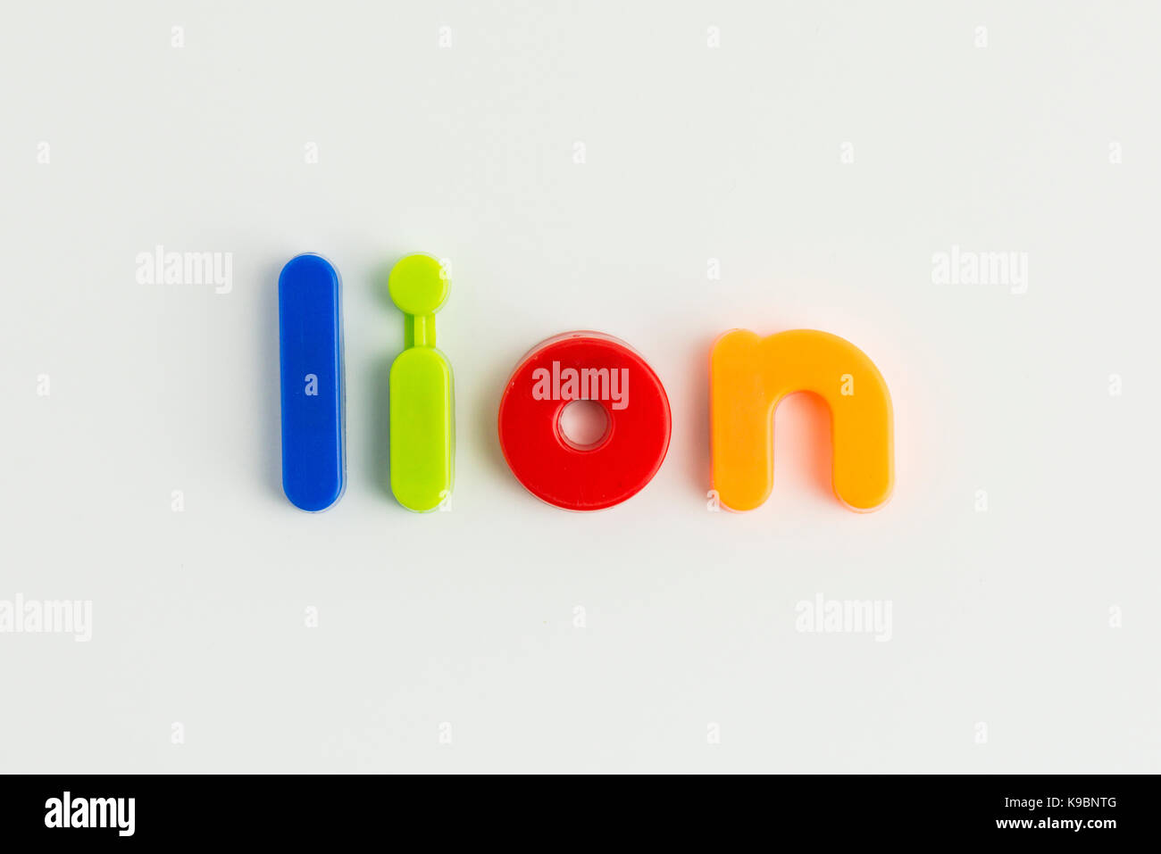 lion word in colourful children's letters Stock Photo - Alamy
