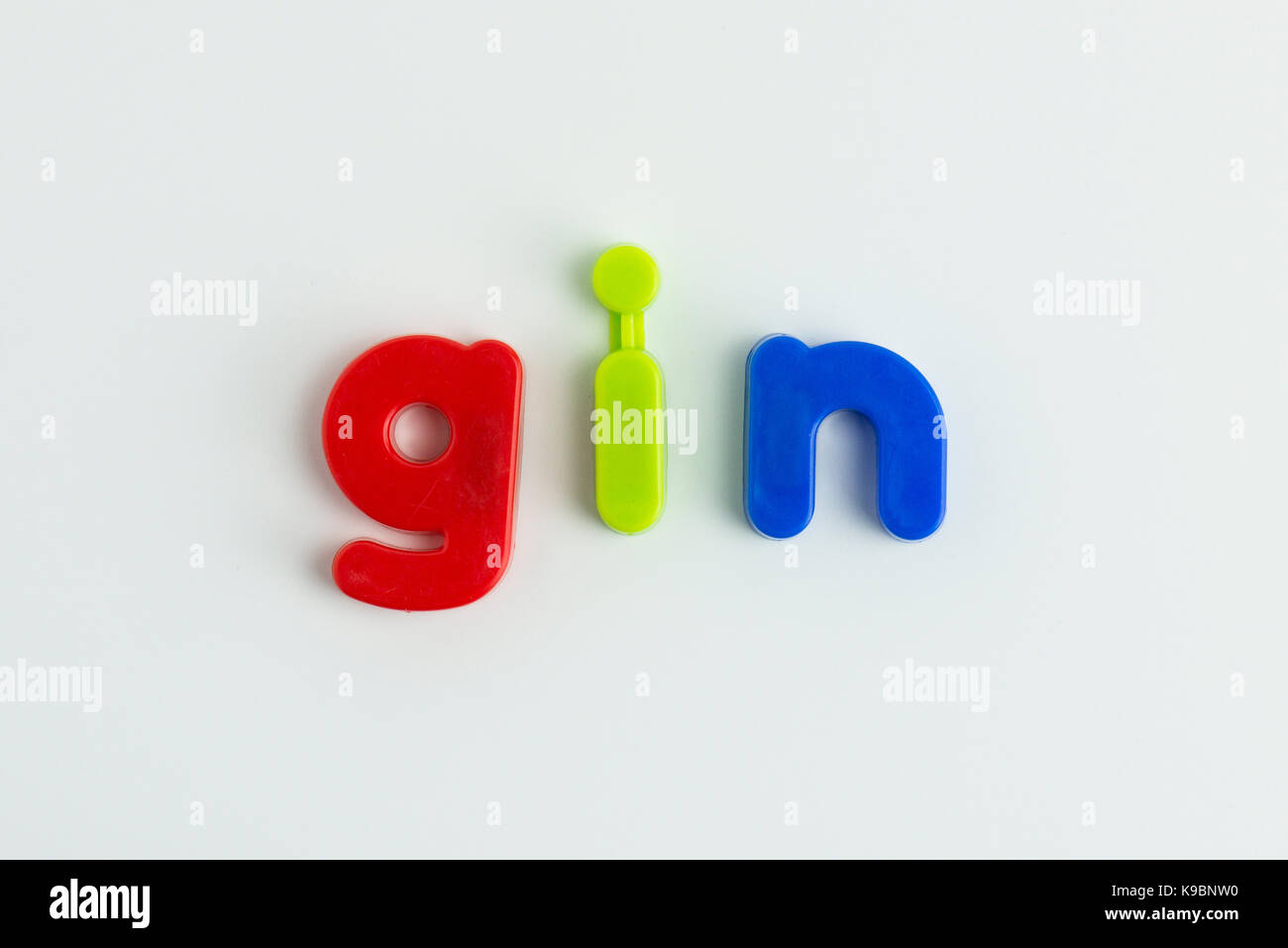 gin word in colourful children's letters Stock Photo - Alamy
