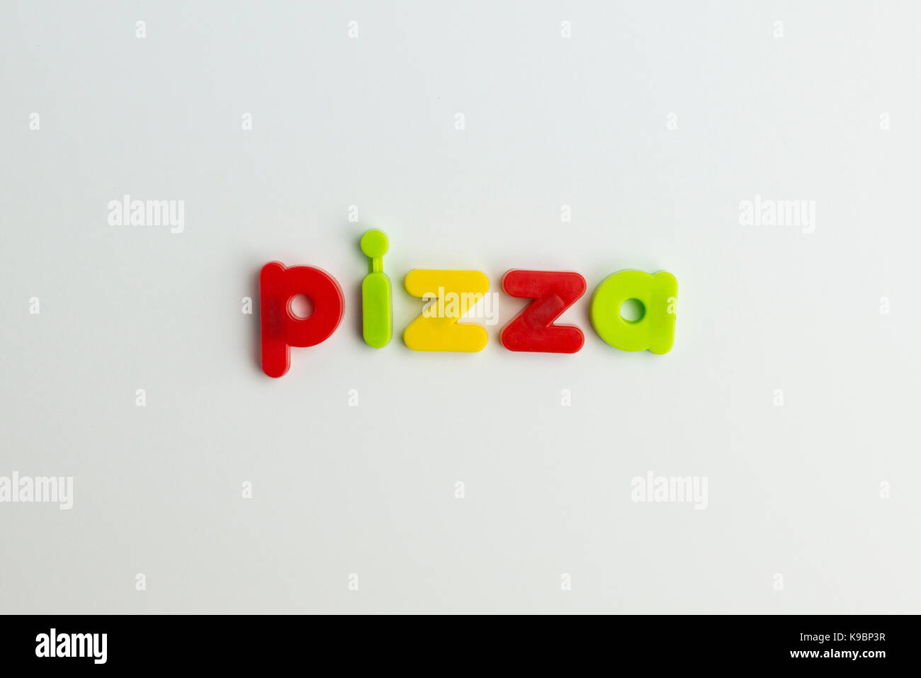 pizza word in colourful children's letters Stock Photo - Alamy