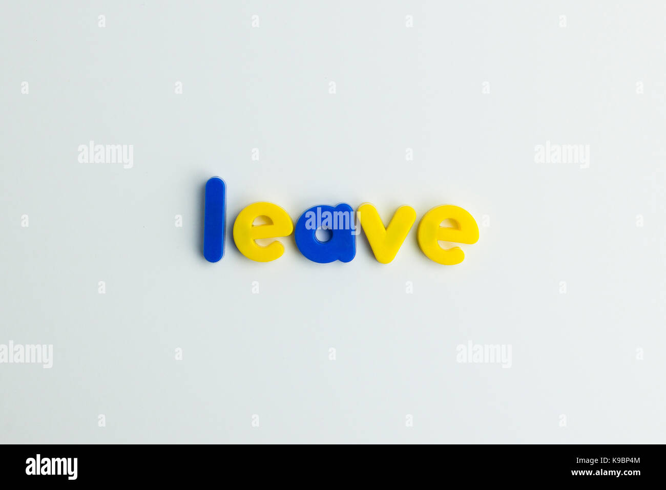 leave word in colourful children's letters Stock Photo - Alamy